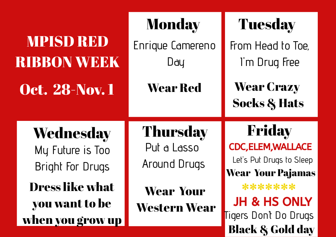 MPISD Red Ribbon Week 10/28-11/01 – Frances Corprew Elementary School