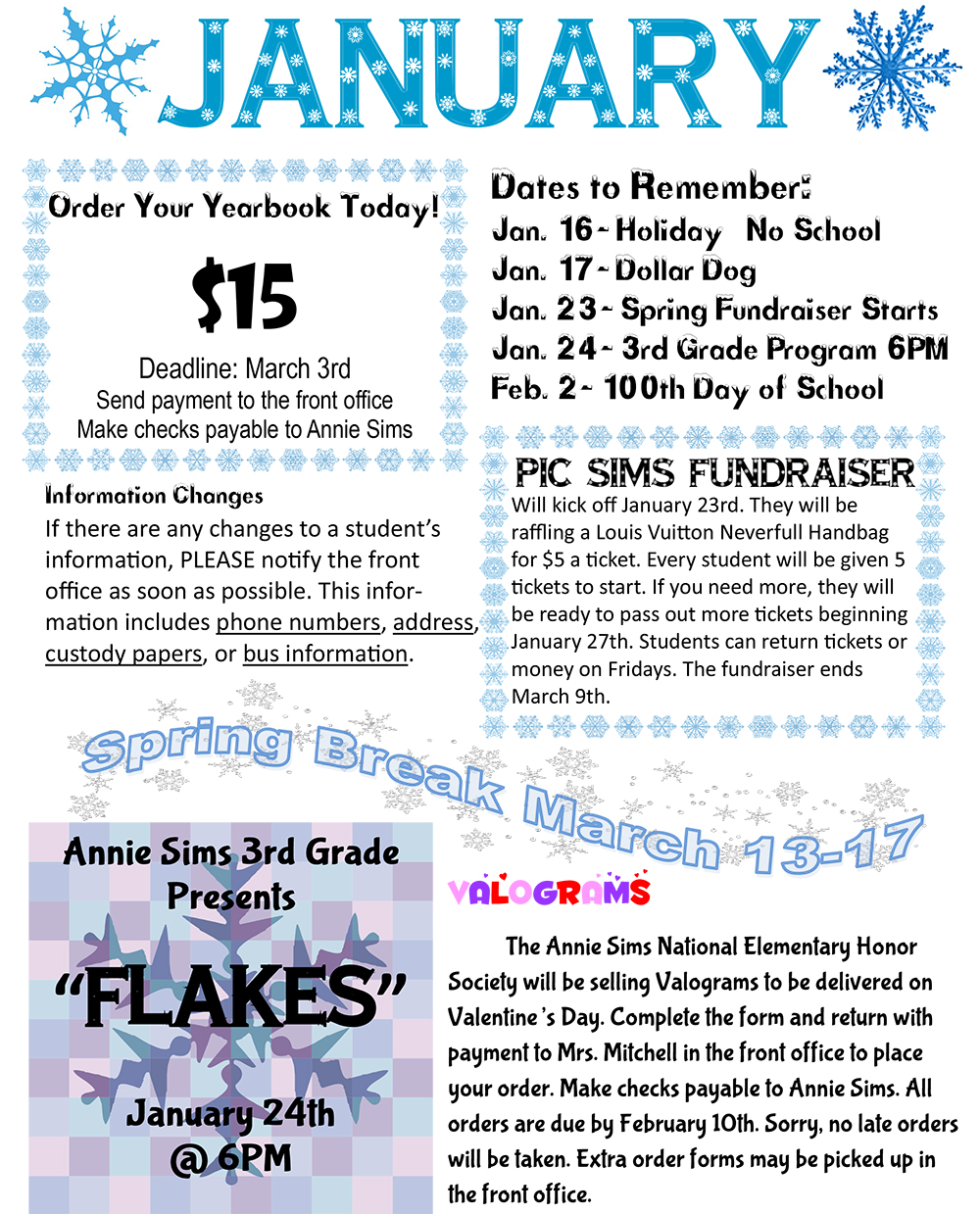 January Newsletter – Annie Sims Elementary School