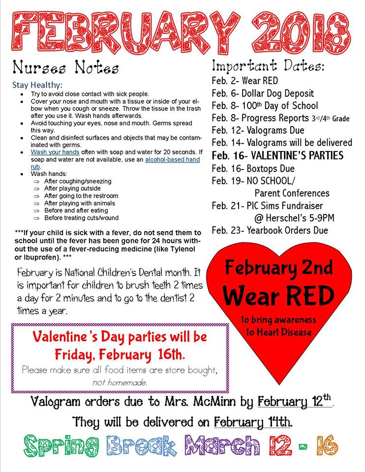 February 2018 Newsletter – Annie Sims Elementary School